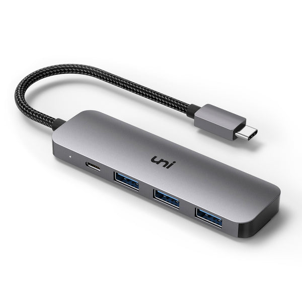 USB C Hub with PD 100W + 3 x USB 3.0 Adapter, Aluminum | uni®